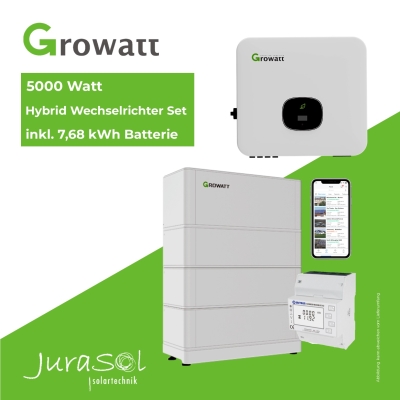 5000 Watt Hybrid Wechselrichter SET inkl. 7,68 kWh Batterie